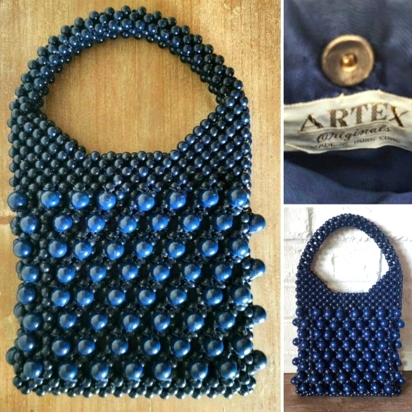 Vintage | Bags | Vintage 96s Artex Beaded Bubble Bag Handle Clutch ...